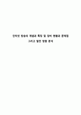 인터넷 방송의 개념과 특징 및 장비 현황과 문제점 그리고 발전 방향 분석-1페이지