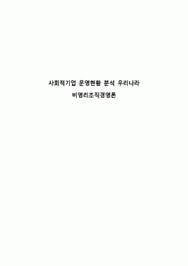 사회적기업 운영현황 분석 우리나라 비영리조직경영론-1페이지