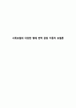 사회보험의 다양한 형태 변액 권원 자동차 보험론-1페이지
