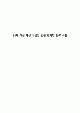 30대 여성 대상 유방암 검진 캠페인 전략 수립-1페이지