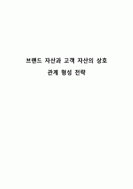 브랜드 자산과 고객 자산의 상호 관계 형성 전략-1페이지