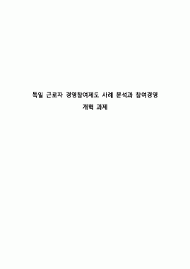 독일 근로자 경영참여제도 사례 분석과 참여경영 개혁 과제-1페이지
