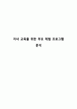 자녀 교육을 위한 부모 체험 프로그램 분석-1페이지