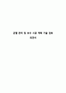 균열 관리 및 보수 시공 계획 기술 검토 의견서-1페이지