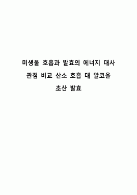 미생물 호흡과 발효의 에너지 대사 관점 비교 산소 호흡 대 알코올 초산 발효-1페이지