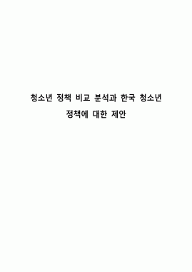 청소년 정책 비교 분석과 한국 청소년 정책에 대한 제안-1페이지