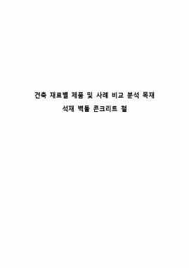 건축 재료별 제품 및 사례 비교 분석 목재 석재 벽돌 콘크리트 철-1페이지