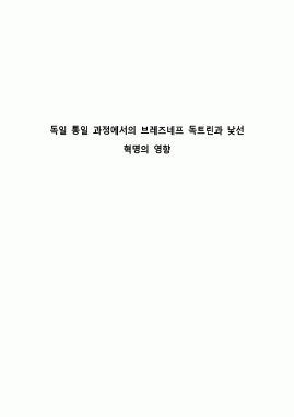 독일 통일 과정에서의 브레즈네프 독트린과 낯선 혁명의 영향-1페이지