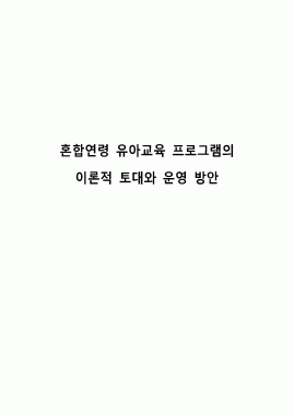 혼합연령 유아교육 프로그램의 이론적 토대와 운영 방안-1페이지