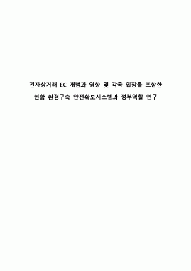 전자상거래 EC 개념과 영향 및 각국 입장을 포함한 현황 환경구축 안전확보시스템과 정부역할 연구-1페이지