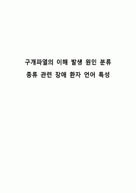 구개파열의 이해 발생 원인 분류 종류 관련 장애 환자 언어 특성-1페이지