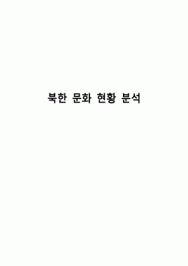 북한 문화 현황 분석-1페이지