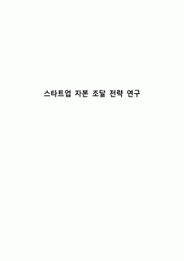 스타트업 자본 조달 전략 연구-1페이지