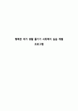 행복한 여가 생활 즐기기 사회복지 실습 개별 프로그램-1페이지