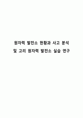 원자력 발전소 현황과 사고 분석 및 고리 원자력 발전소 실습 연구-1페이지