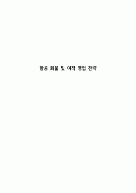 항공 화물 및 여객 영업 전략-1페이지