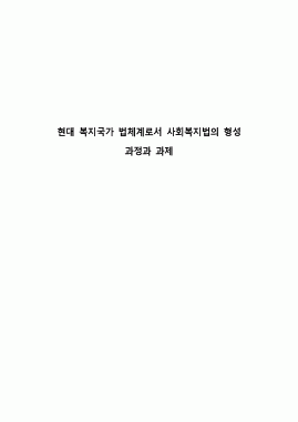 현대 복지국가 법체계로서 사회복지법의 형성 과정과 과제-1페이지