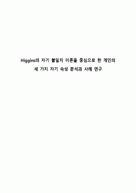 Higgins의 자기 불일치 이론을 중심으로 한 개인의 세 가지 자기 속성 분석과 사례 연구-1페이지