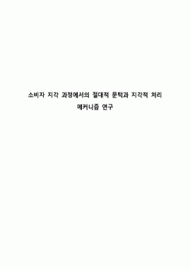 소비자 지각 과정에서의 절대적 문턱과 지각적 처리 메커니즘 연구-1페이지
