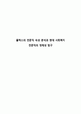 플렉스의 전문직 속성 분석과 현대 사회복지 전문직의 정체성 탐구-1페이지