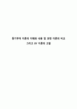 동기부여 이론의 이해와 내용 및 과정 이론의 비교 그리고 XY 이론의 고찰-1페이지