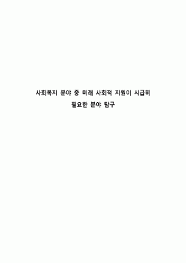 사회복지 분야 중 미래 사회적 지원이 시급히 필요한 분야 탐구-1페이지