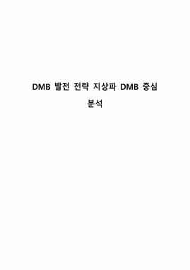 DMB 발전 전략 지상파 DMB 중심 분석-1페이지