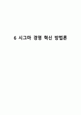 6 시그마 경영 혁신 방법론-1페이지