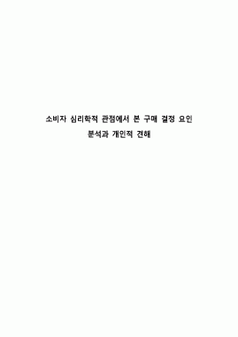 소비자 심리학적 관점에서 본 구매 결정 요인 분석과 개인적 견해-1페이지