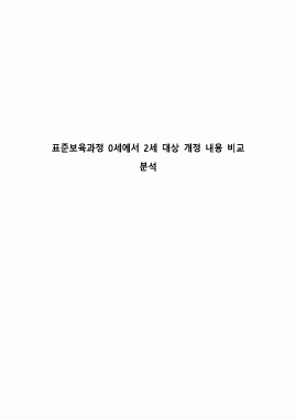표준보육과정 0세에서 2세 대상 개정 내용 비교 분석-1페이지