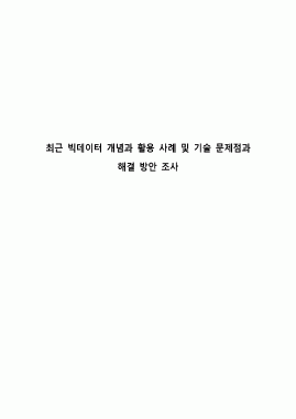 최근 빅데이터 개념과 활용 사례 및 기술 문제점과 해결 방안 조사-1페이지