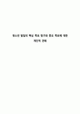 청소년 발달의 핵심 목표 탐구와 중요 목표에 대한 개인적 견해-1페이지