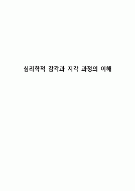 심리학적 감각과 지각 과정의 이해-1페이지