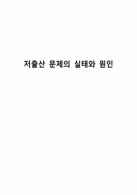 저출산 문제의 실태와 원인-1페이지