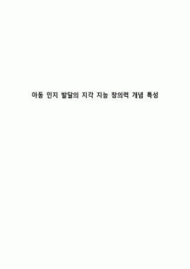 아동 인지 발달의 지각 지능 창의력 개념 특성-1페이지