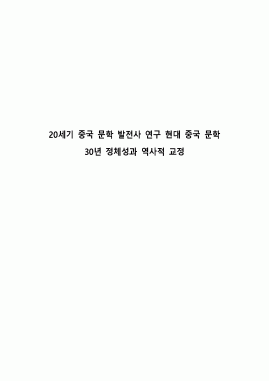 20세기 중국 문학 발전사 연구 현대 중국 문학 30년 정체성과 역사적 교정-1페이지