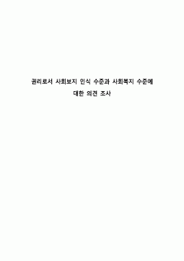 권리로서 사회보지 인식 수준과 사회복지 수준에 대한 의견 조사-1페이지