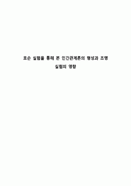호손 실험을 통해 본 인간관계론의 형성과 조명 실험의 영향-1페이지