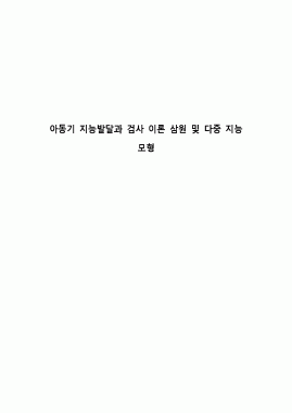 아동기 지능발달과 검사 이론 삼원 및 다중 지능 모형-1페이지