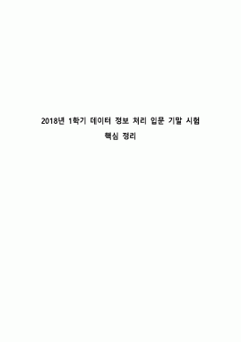 2018년 1학기 데이터 정보 처리 입문 기말 시험 핵심 정리-1페이지
