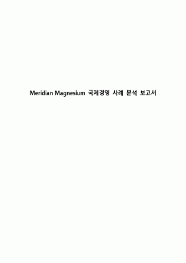 Meridian Magnesium 국제경영 사례 분석 보고서-1페이지
