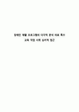 장애인 재활 프로그램의 다각적 분석 의료 특수 교육 직업 사회 심리적 접근-1페이지