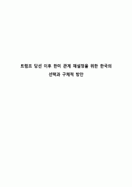 트럼프 당선 이후 한미 관계 재설정을 위한 한국의 선택과 구체적 방안-1페이지
