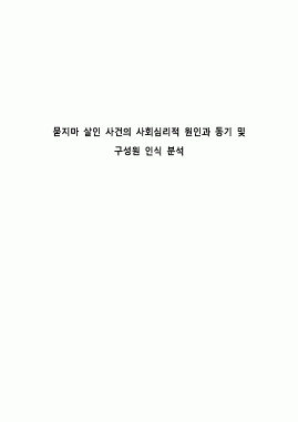 묻지마 살인 사건의 사회심리적 원인과 동기 및 구성원 인식 분석-1페이지