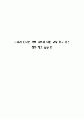 느리게 산다는 것의 의미에 대한 고찰 하고 있는 것과 하고 싶은 것-1페이지
