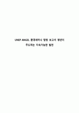 UNEP ANGEL 환경세미나 탐방 보고서 청년이 주도하는 지속가능한 발전-1페이지