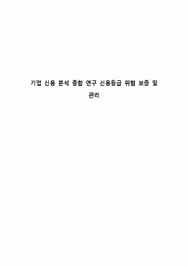 기업 신용 분석 종합 연구 신용등급 위험 보증 및 관리-1페이지