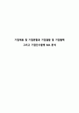기업제휴 및 기업분할과 기업결합 및 기업협력 그리고 기업인수합병 MA 분석-1페이지