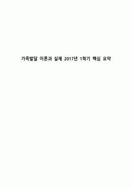 가족발달 이론과 실제 2017년 1학기 핵심 요약-1페이지