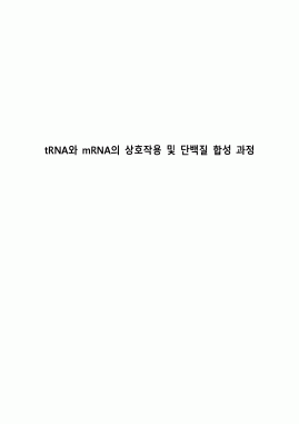 tRNA와 mRNA의 상호작용 및 단백질 합성 과정-1페이지